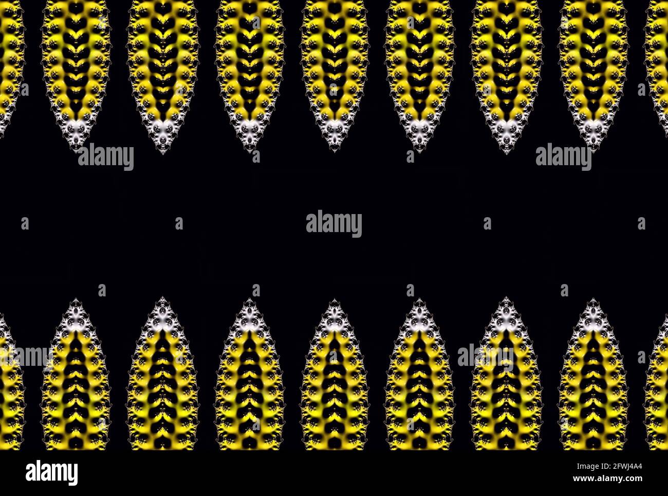 Abstract sharp pointed petal yellow and white 3d blade teeth shape rows ...