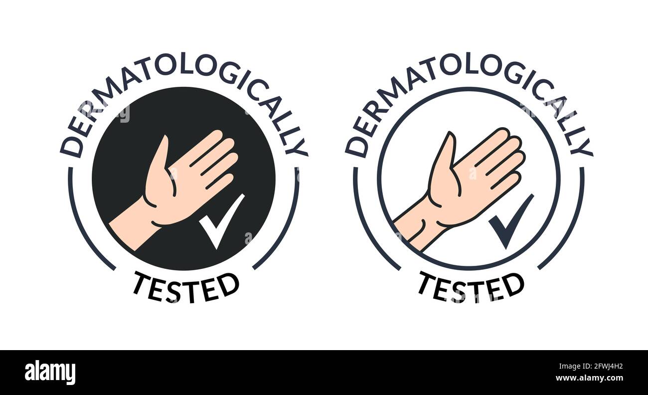 Dermatology hand tested logo icon. Antibacterial hypoallergenic clean ...