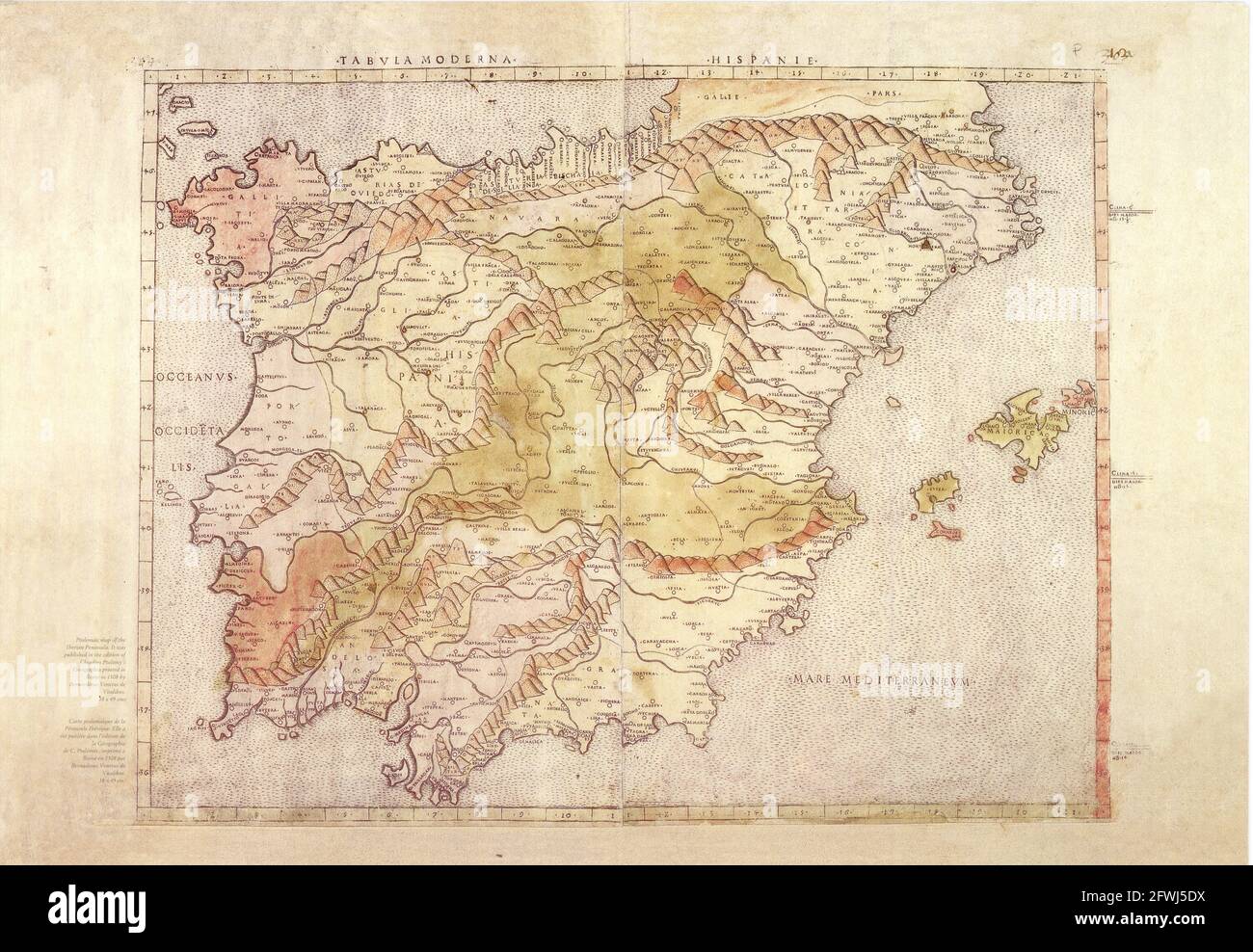 Map of Spain and Portugal in 1508 Stock Photo - Alamy