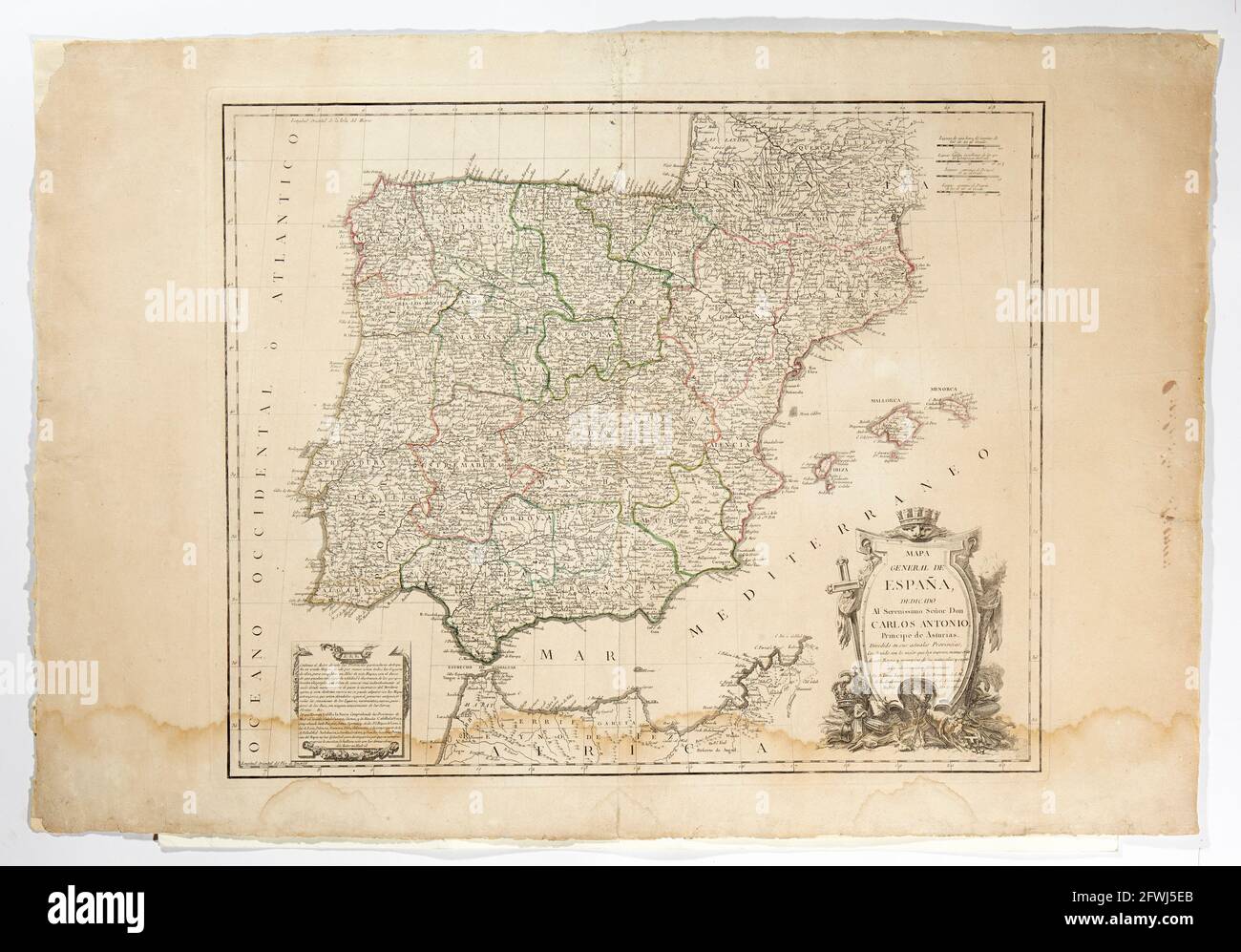 old Map of Spain and Portugal 1770 Stock Photo - Alamy