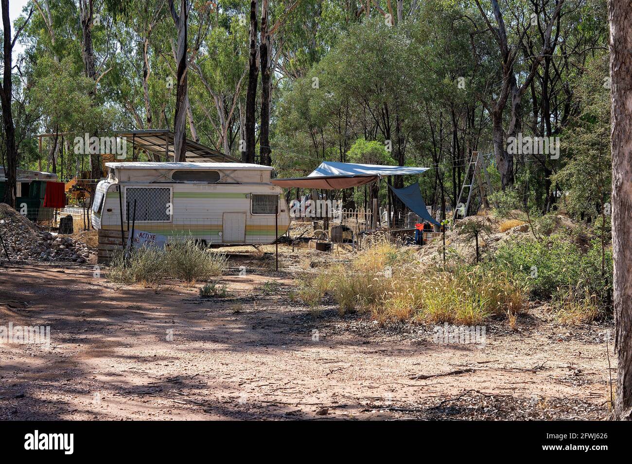 Rubyvale, Queensland, Australia - May 2021: Old caravan home of gem ...