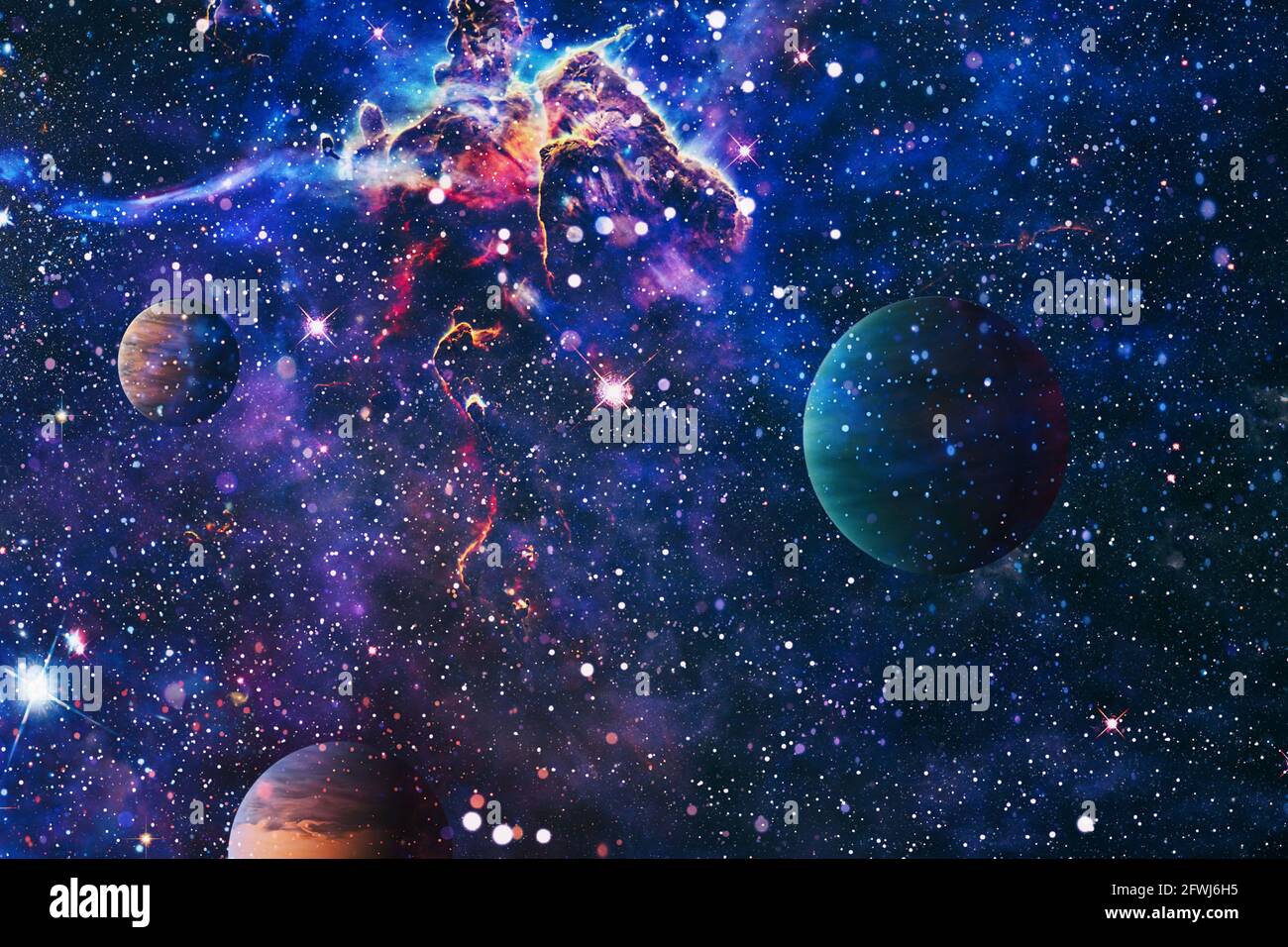 Space background with red nebula and stars. Elements of this image ...