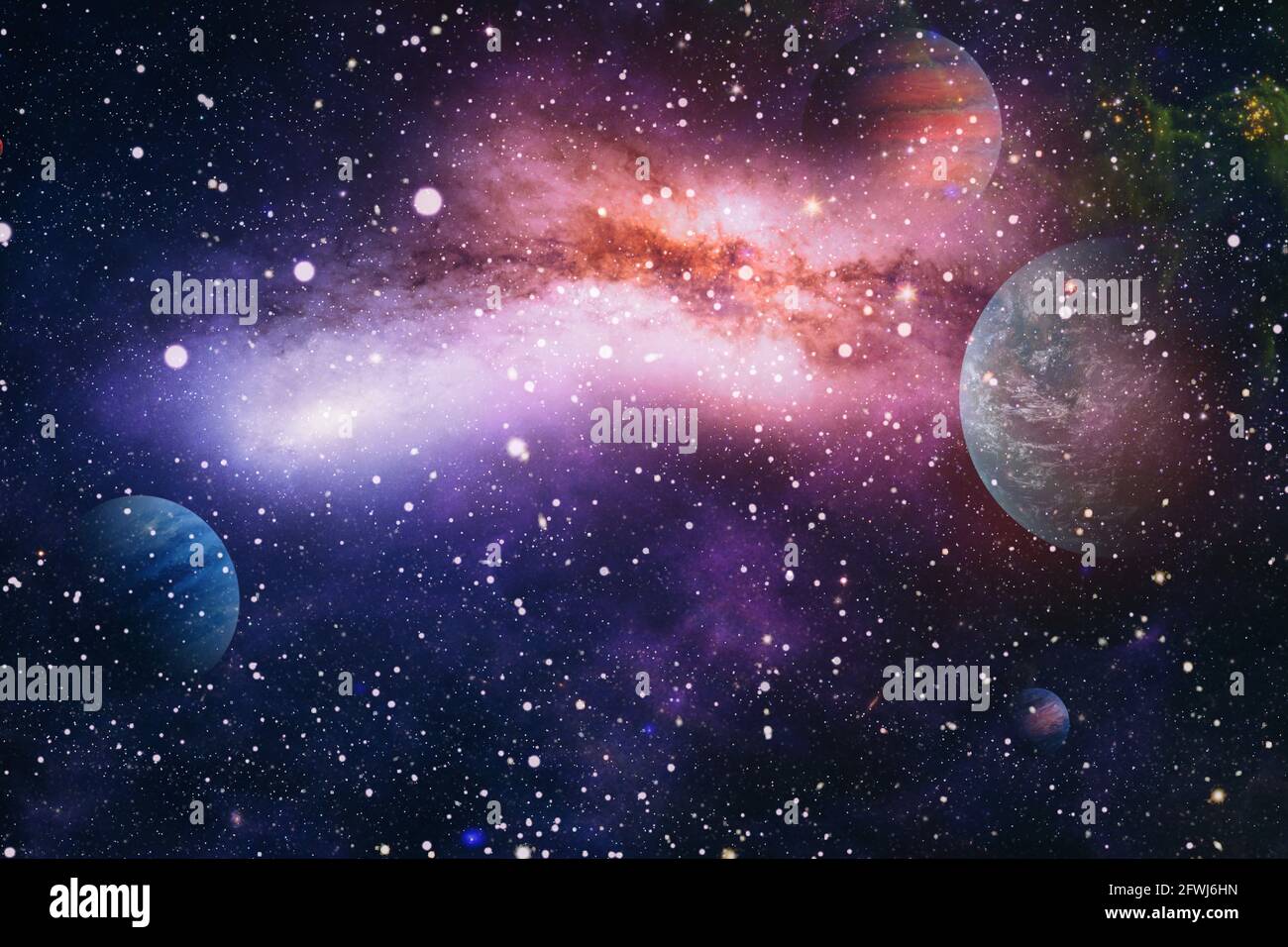 Colorful cosmos with stardust and milky way. Magic color galaxy ...