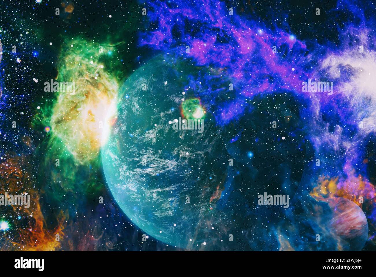 Colorful cosmos with stardust and milky way. Magic color galaxy ...