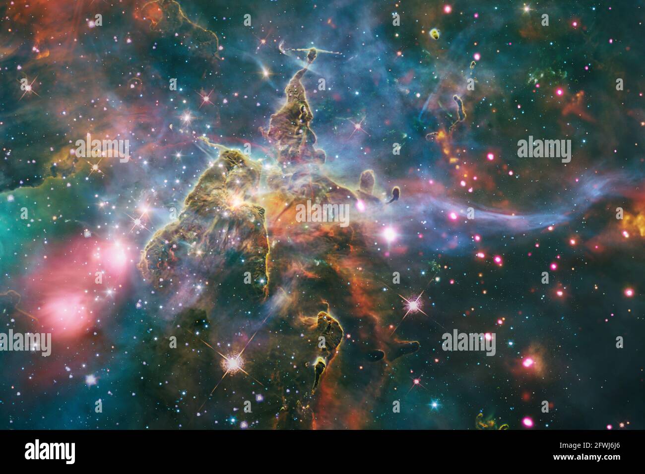 Colorful cosmos with stardust and milky way. Magic color galaxy ...