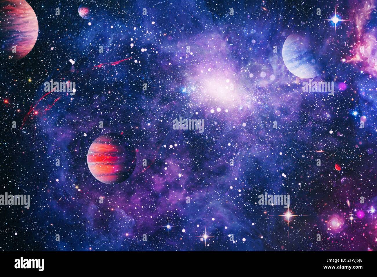 Colorful cosmos with stardust and milky way. Magic color galaxy ...