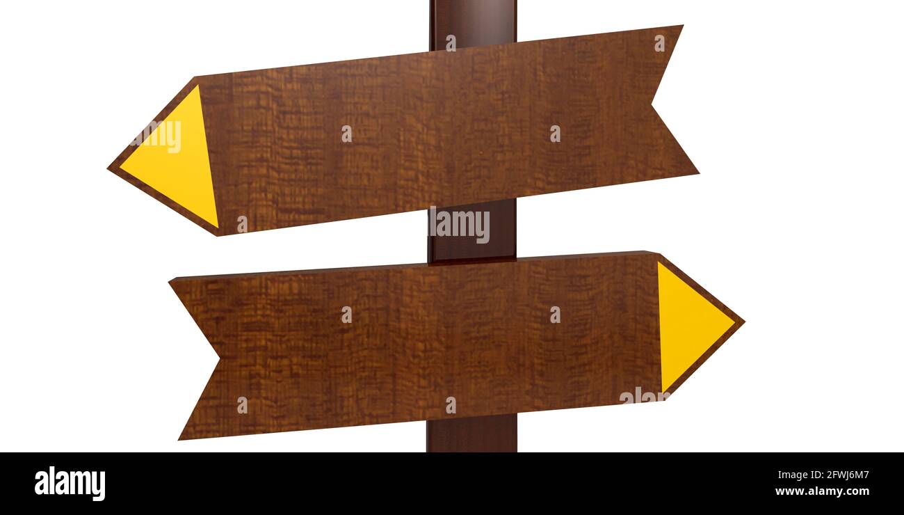 Wooden sign post isolated on white background, 3d rendering Stock Photo ...