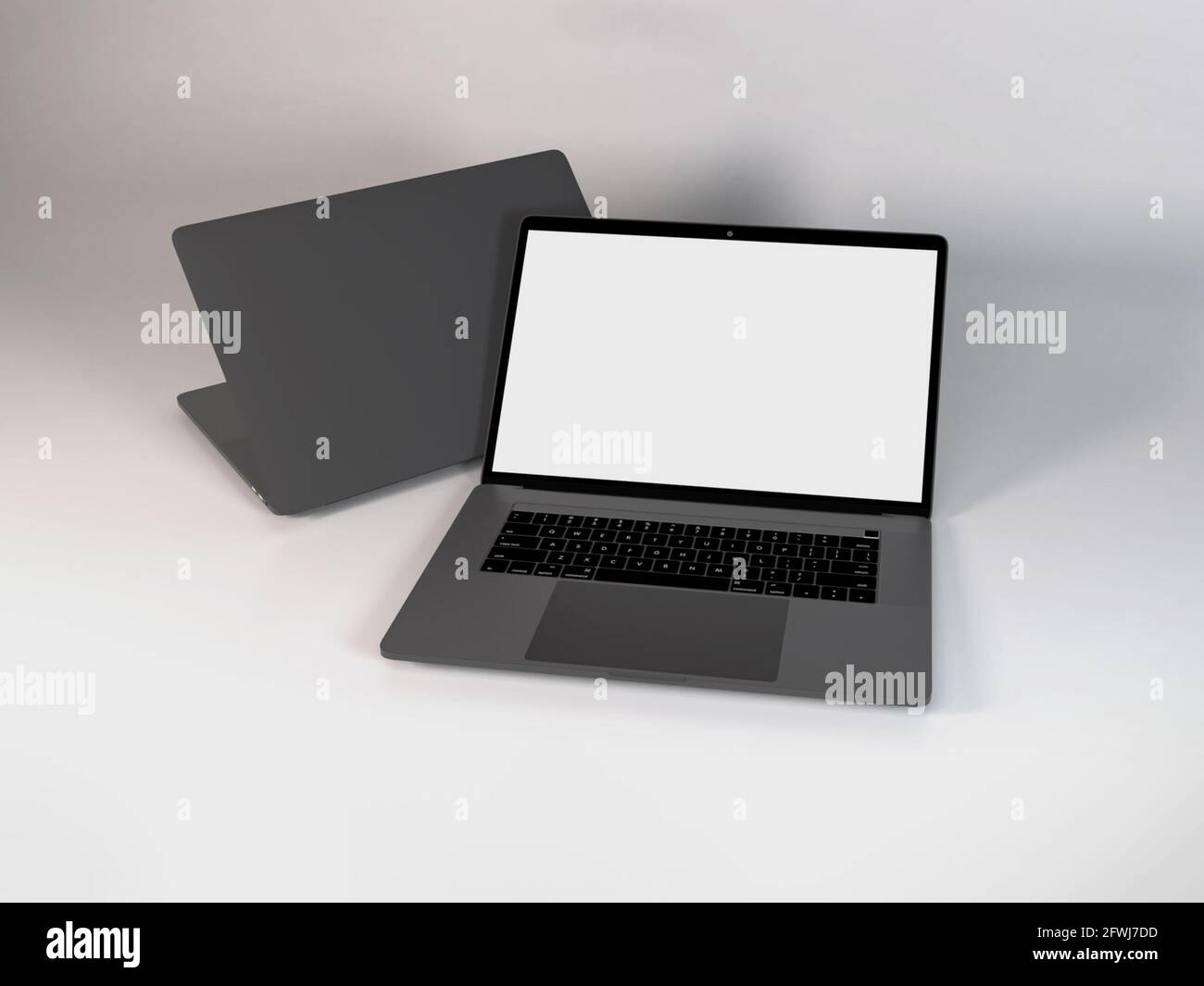 Laptop Notebook Device 3D Illustration Mockup Scene on Isolated ...