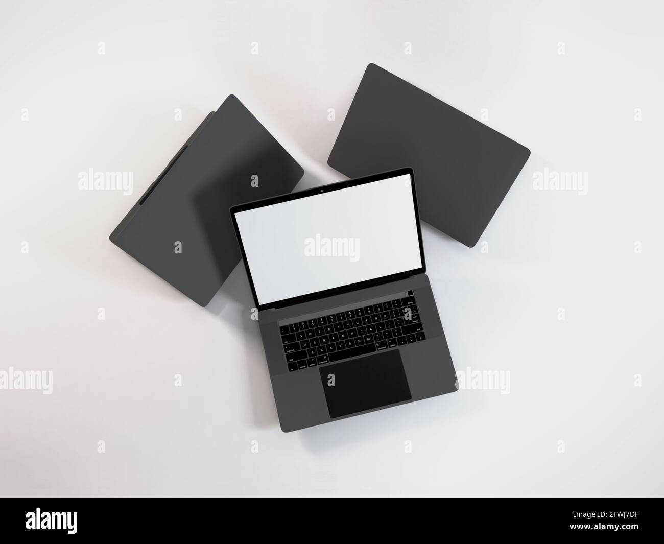 Laptop Notebook Device 3D Illustration Mockup Scene on Isolated ...
