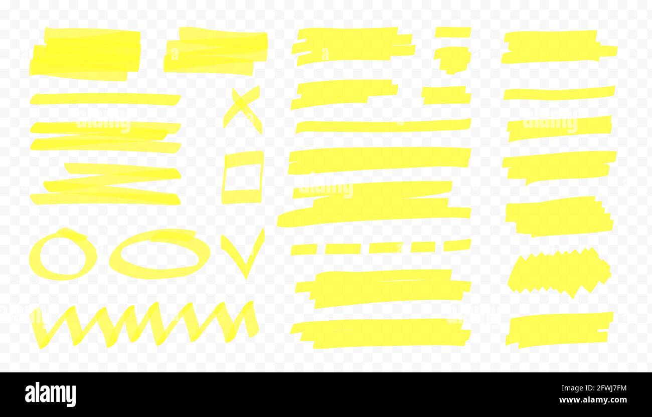 Yellow highlight lines and shape. Japan highlighter marker stripes ...