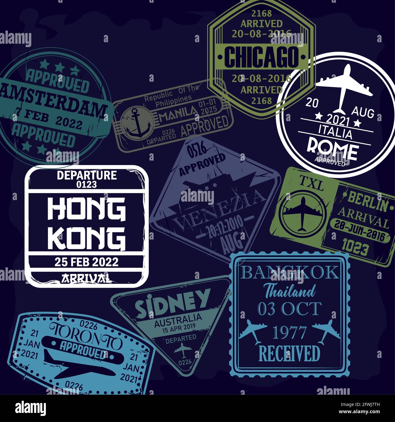 different countries stamp Stock Vector Image & Art - Alamy