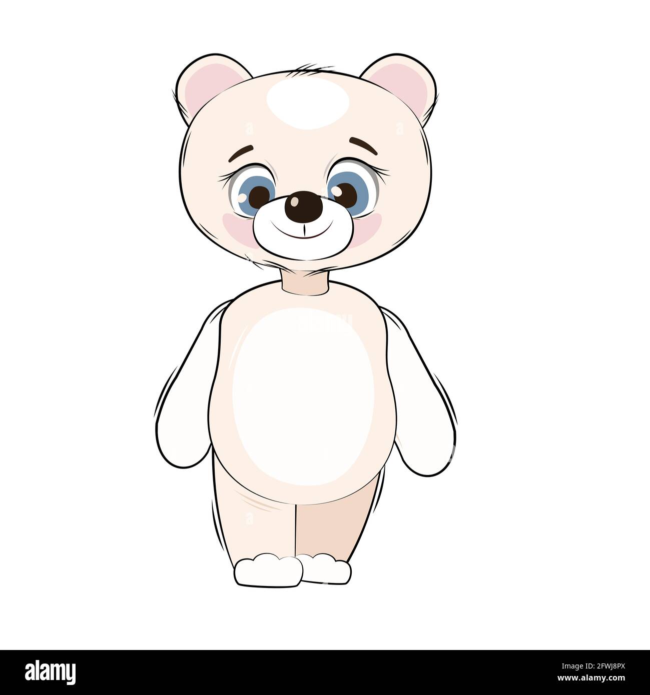Little polar bear cub. Isolated object on a white background. Cheerful ...