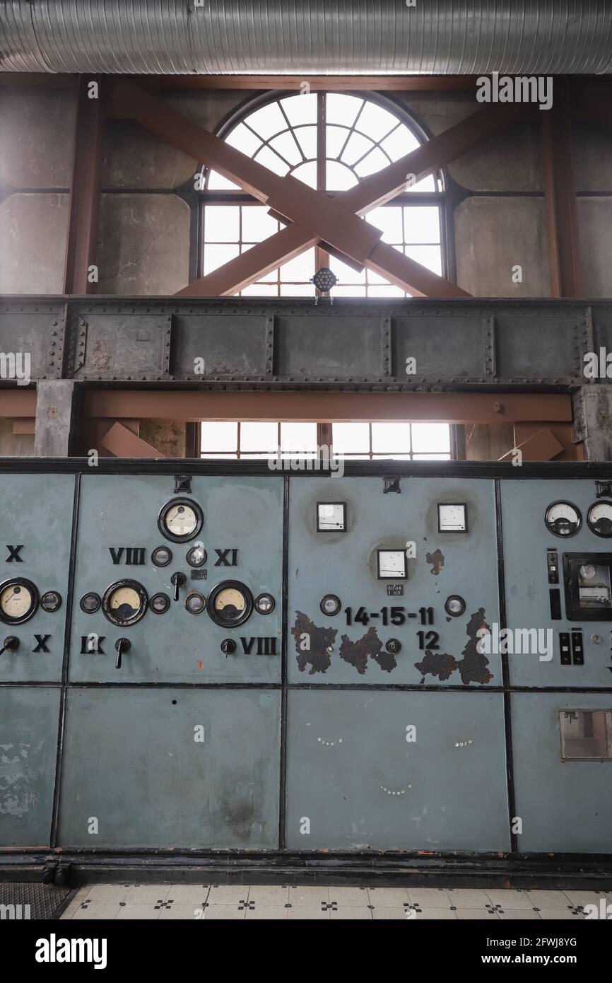 Control Panel of an old Power Plant Stock Photo - Alamy