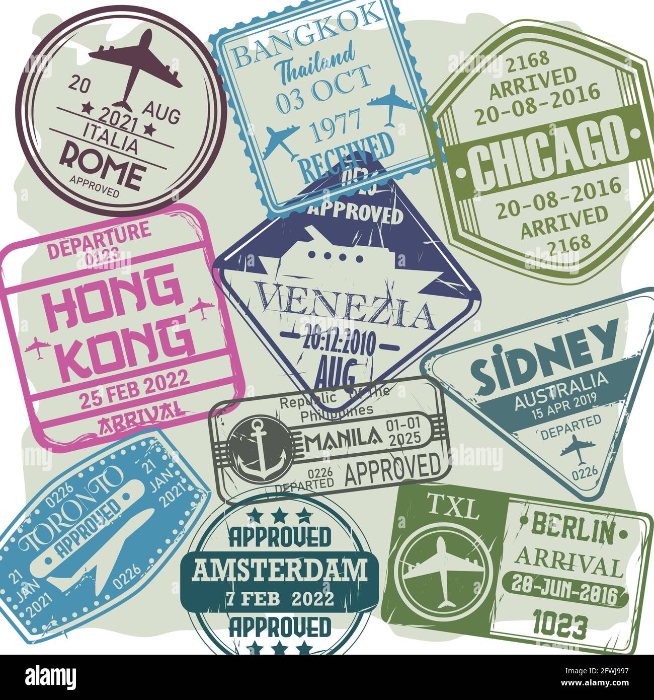 Border control stamps Stock Vector Images - Alamy