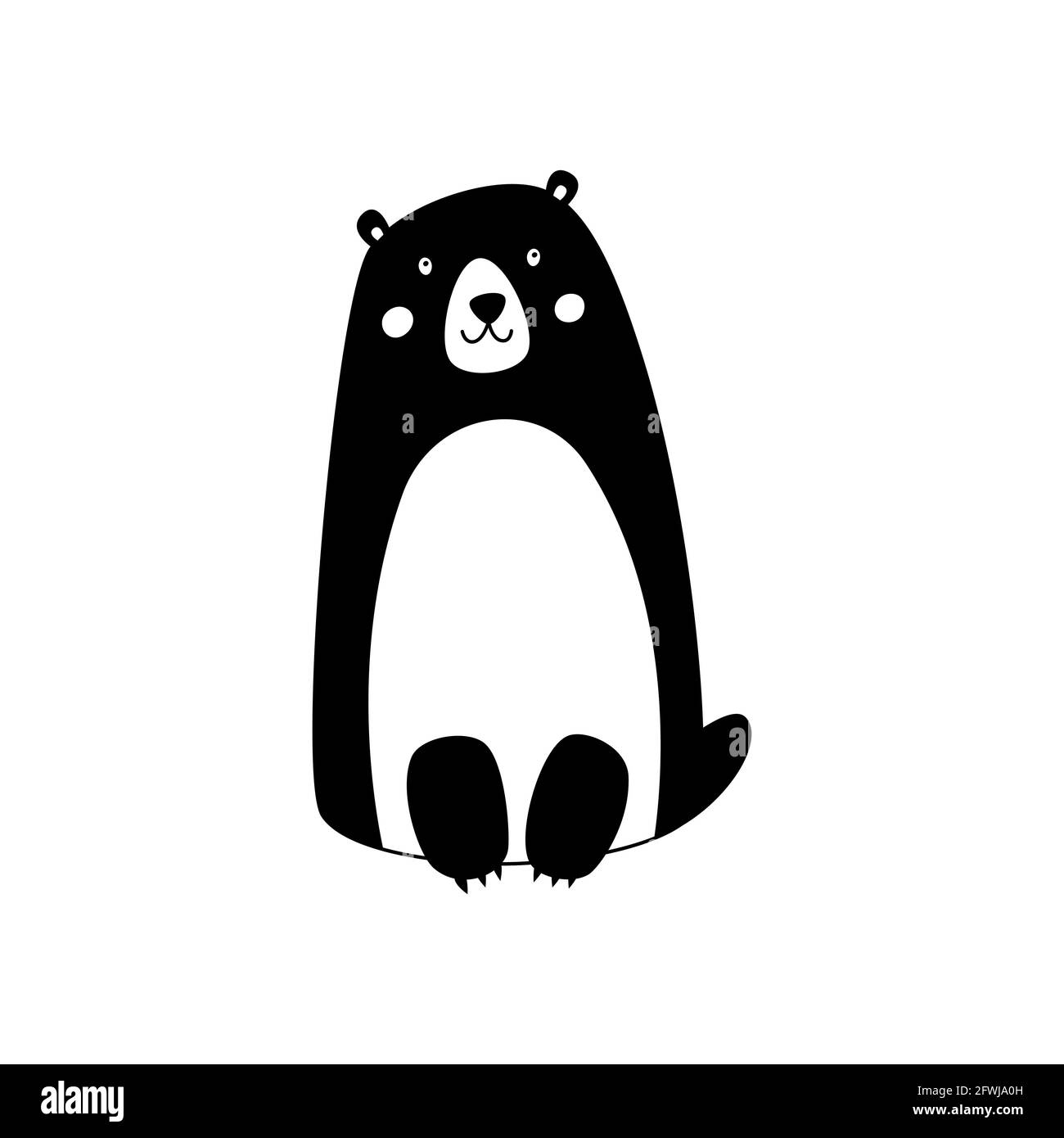 Cute Brown Bear On A White Isolated Background Vector Illustration