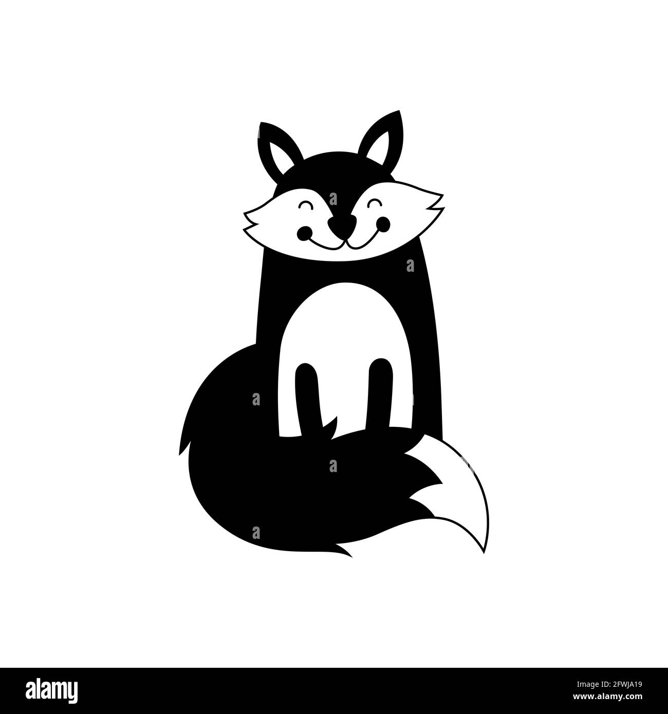 Cute cartoon foxes on a white isolated background, vector illustration ...