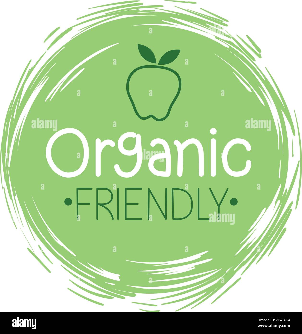 Organic friendly label with apple Stock Vector Image & Art - Alamy