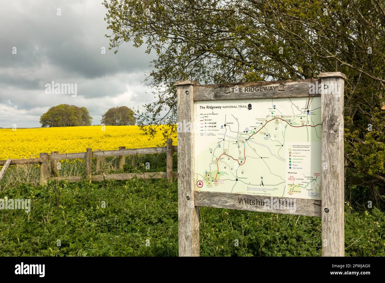 Information board showing a trail map of The Ridgeway National Trail ...