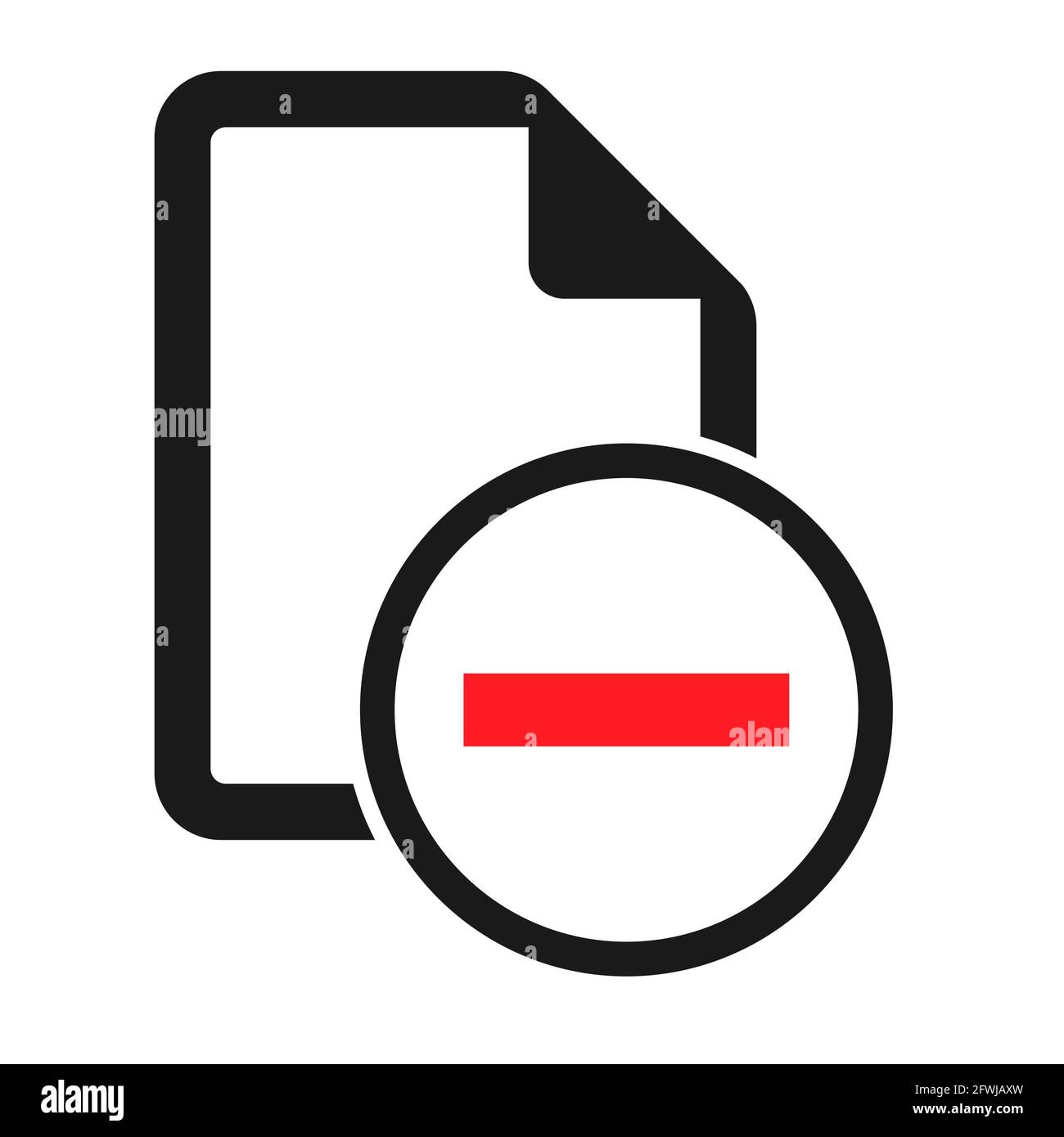 File flat icon with red minus isolated on white background. Delete ...