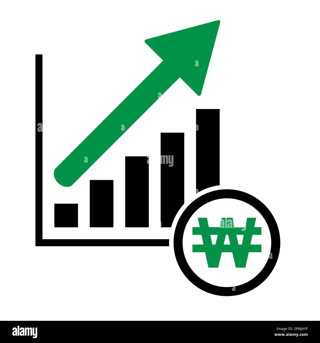 Growing economic symbol, flat modern button icon, object isolated on ...