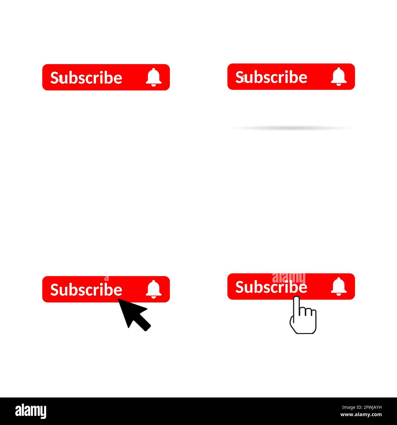 Set of subscribe web button, social media icon vector illustration ...