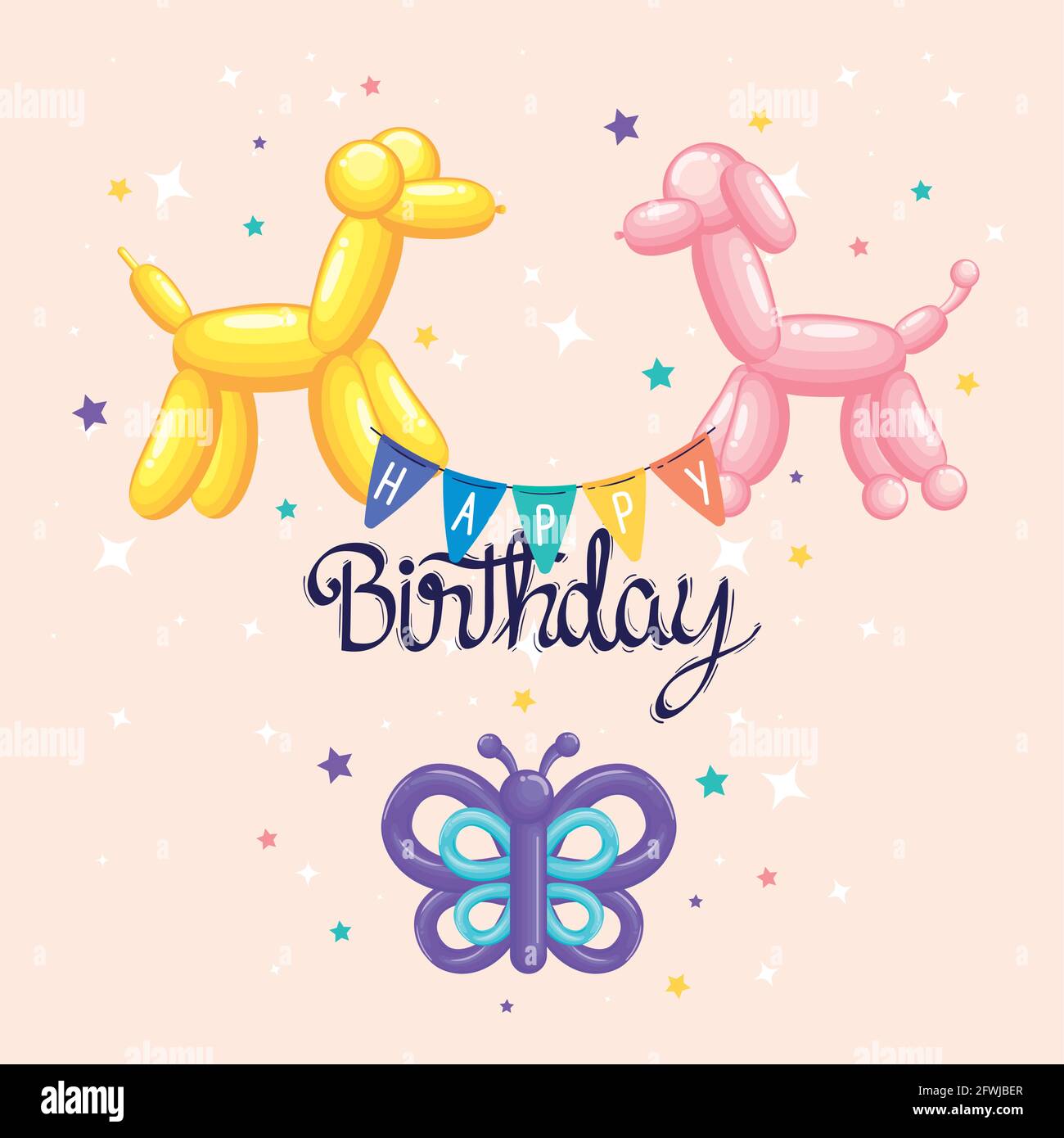 Happy birthday dogs balloons Stock Vector Image & Art - Alamy
