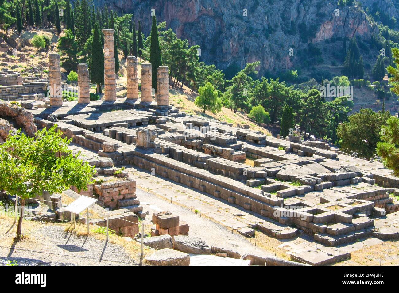Delphi, Greece, Ruins of Temple of Apollo with Delphi Oracle, centre of ...