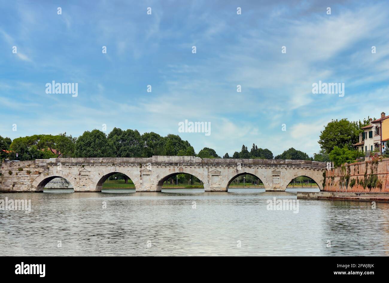 Ancient Tiberius bridge in Rimini Italy Stock Photo - Alamy
