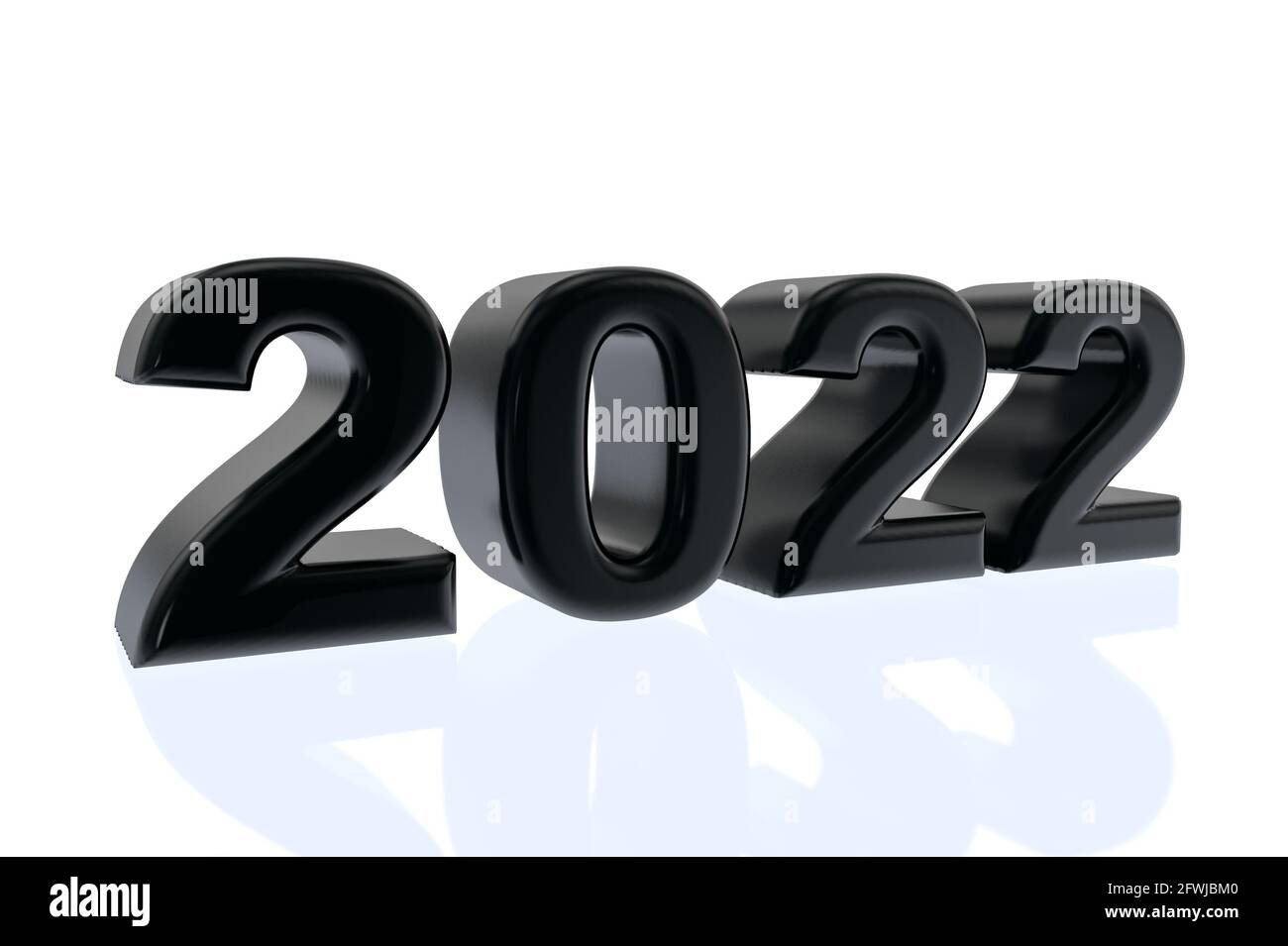 2022 is a number consisting of 3D numbers in black on a white ...