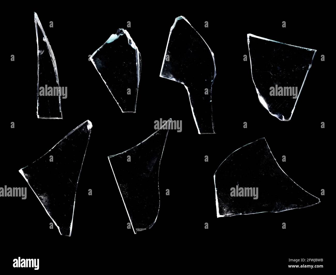 shards of glass isolated on a black background. High quality photo ...