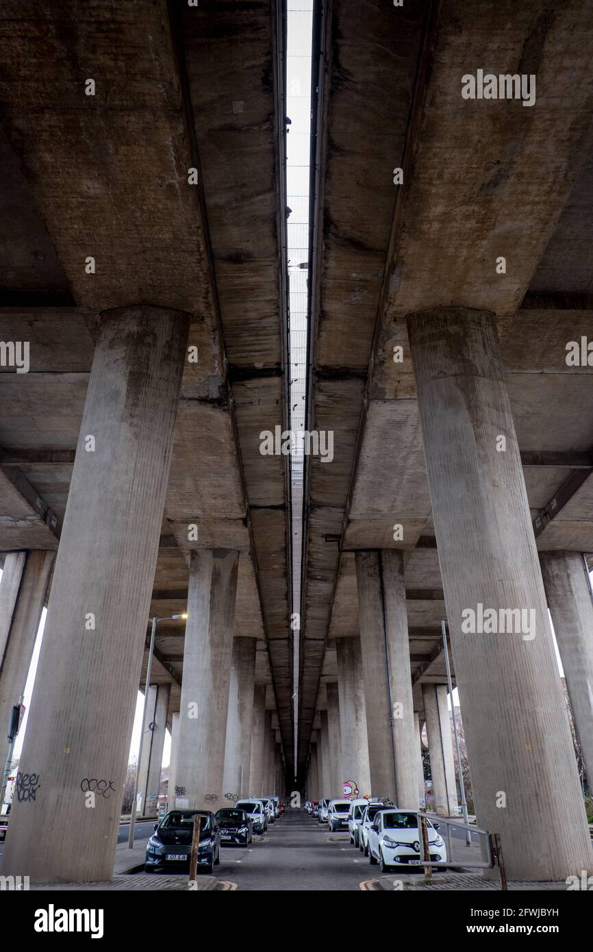 Under M8 motorway overpass, Glasgow Stock Photo - Alamy