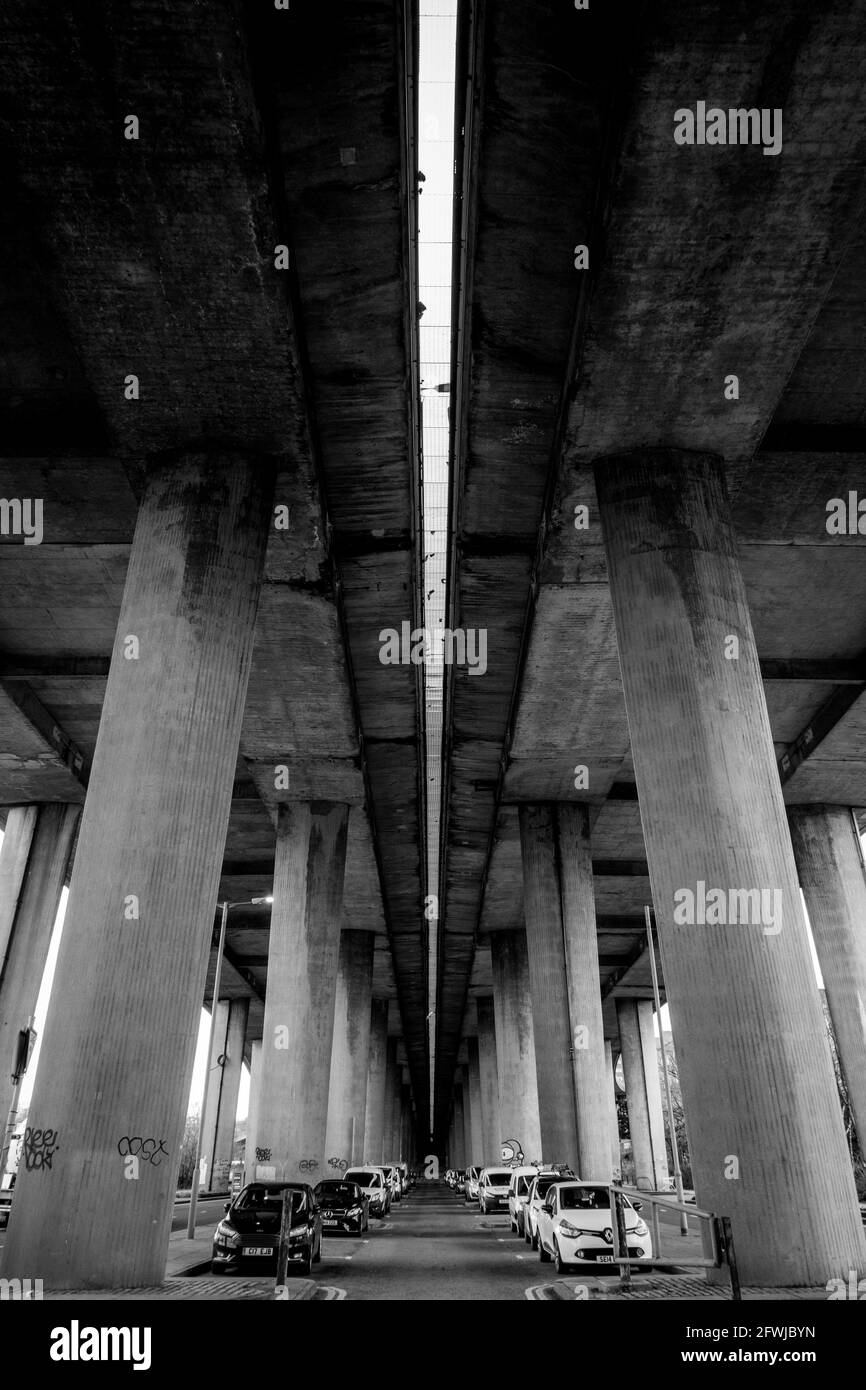 Under M8 motorway overpass, Glasgow Stock Photo - Alamy