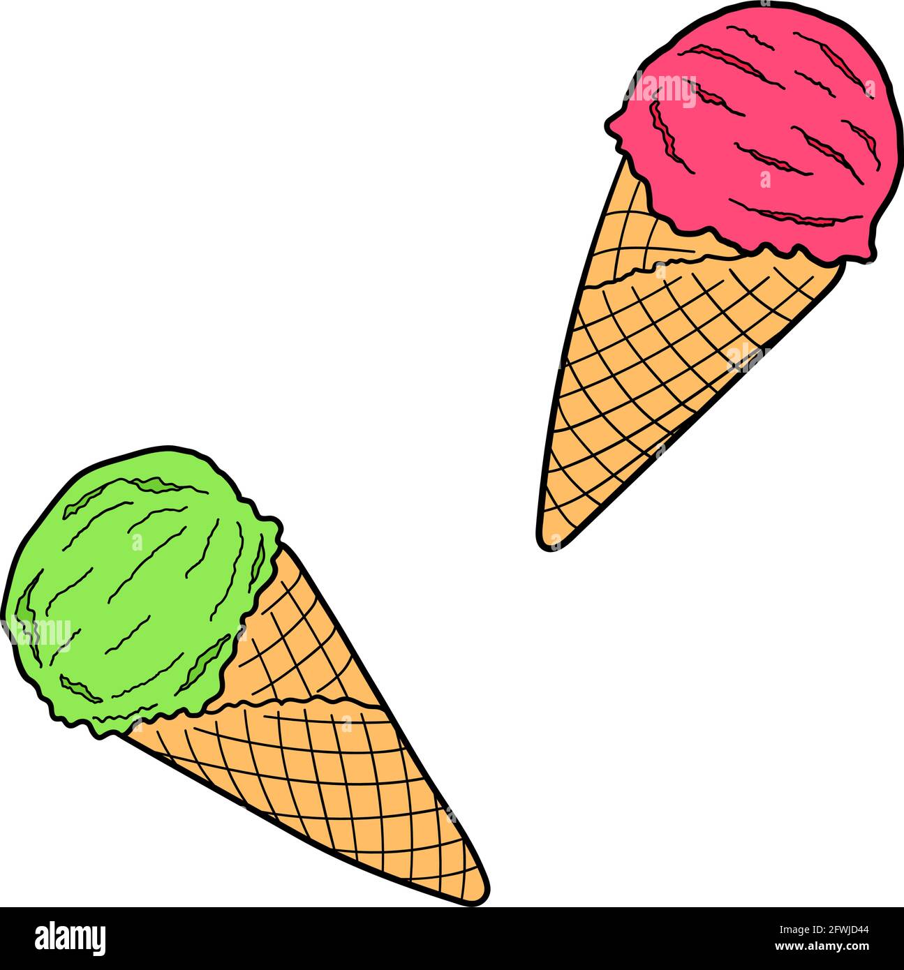 Hand-drawn ice-cream. Design sketch element for menu cafe, bistro ...