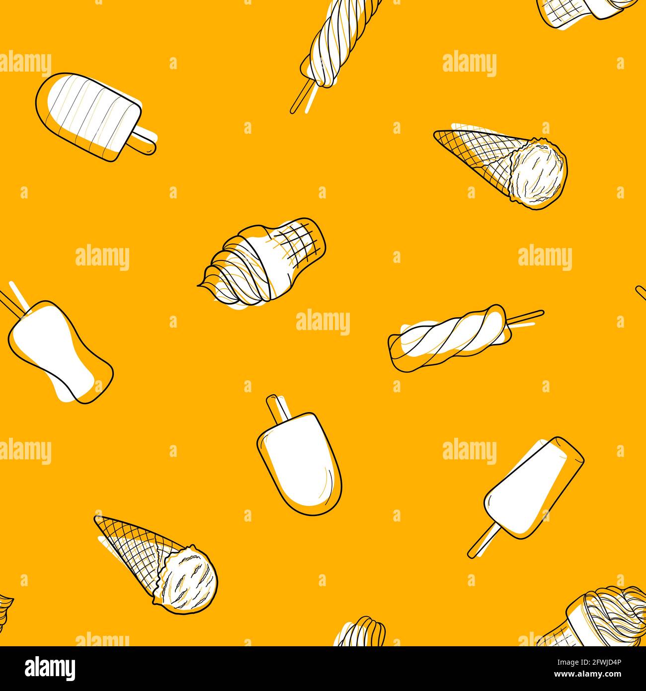 Ice cream seamless pattern. Design sketch element for menu cafe, bistro ...