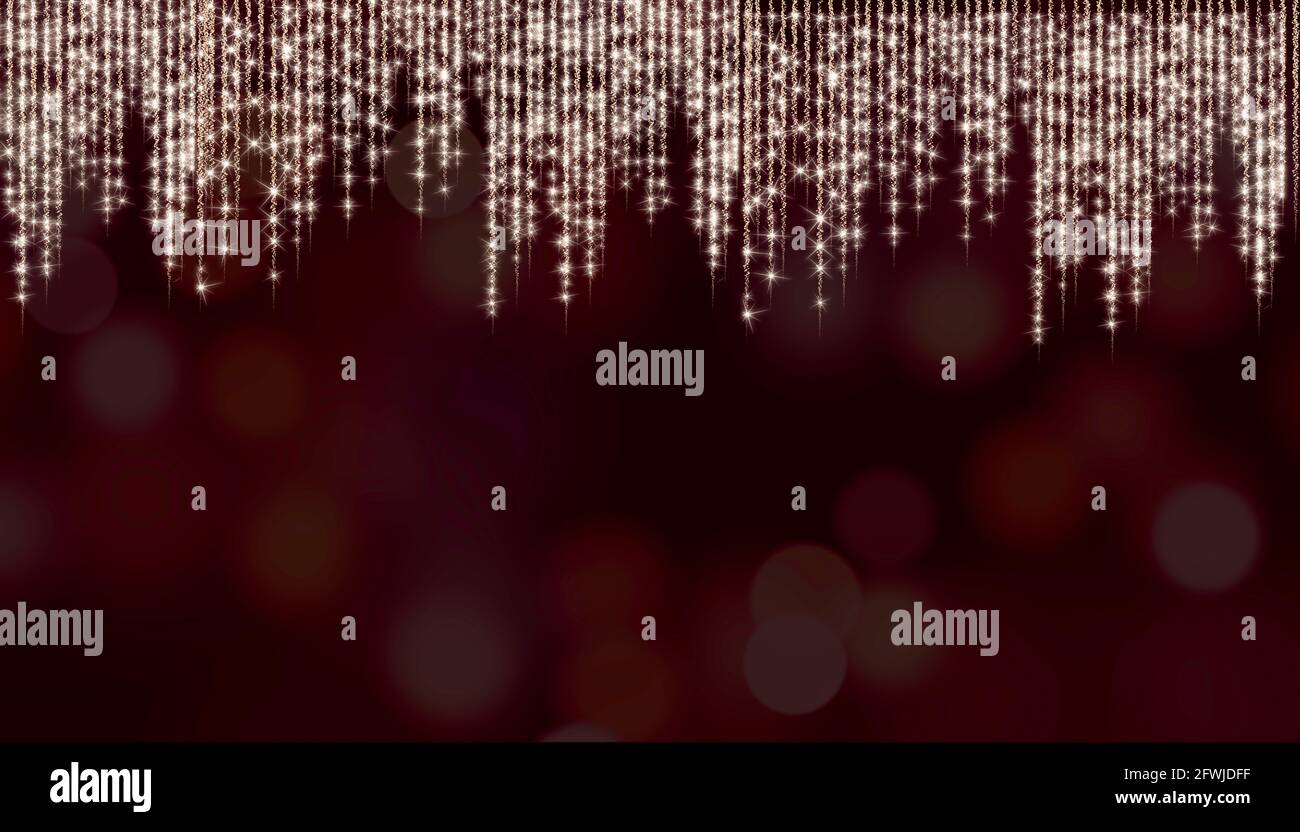 Abstract black background with sparkles and light garland. Illustration ...