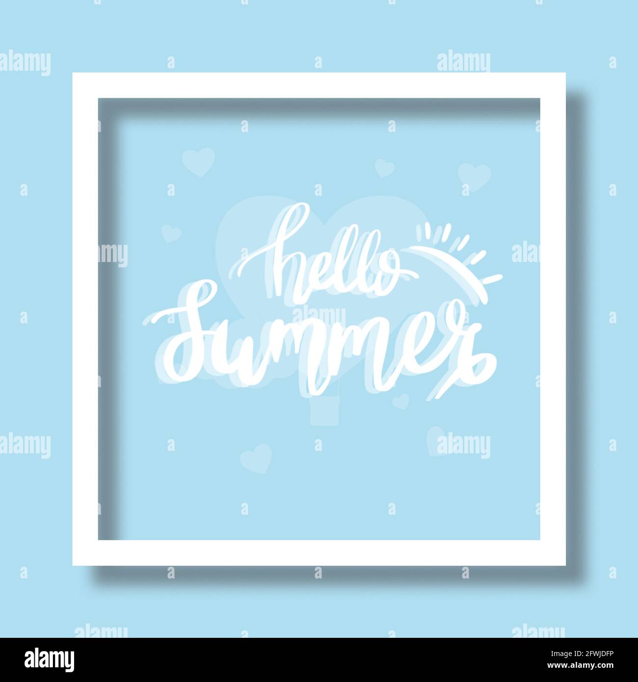 Hello Summer text on pastel blue background. Hello Summer typography ...