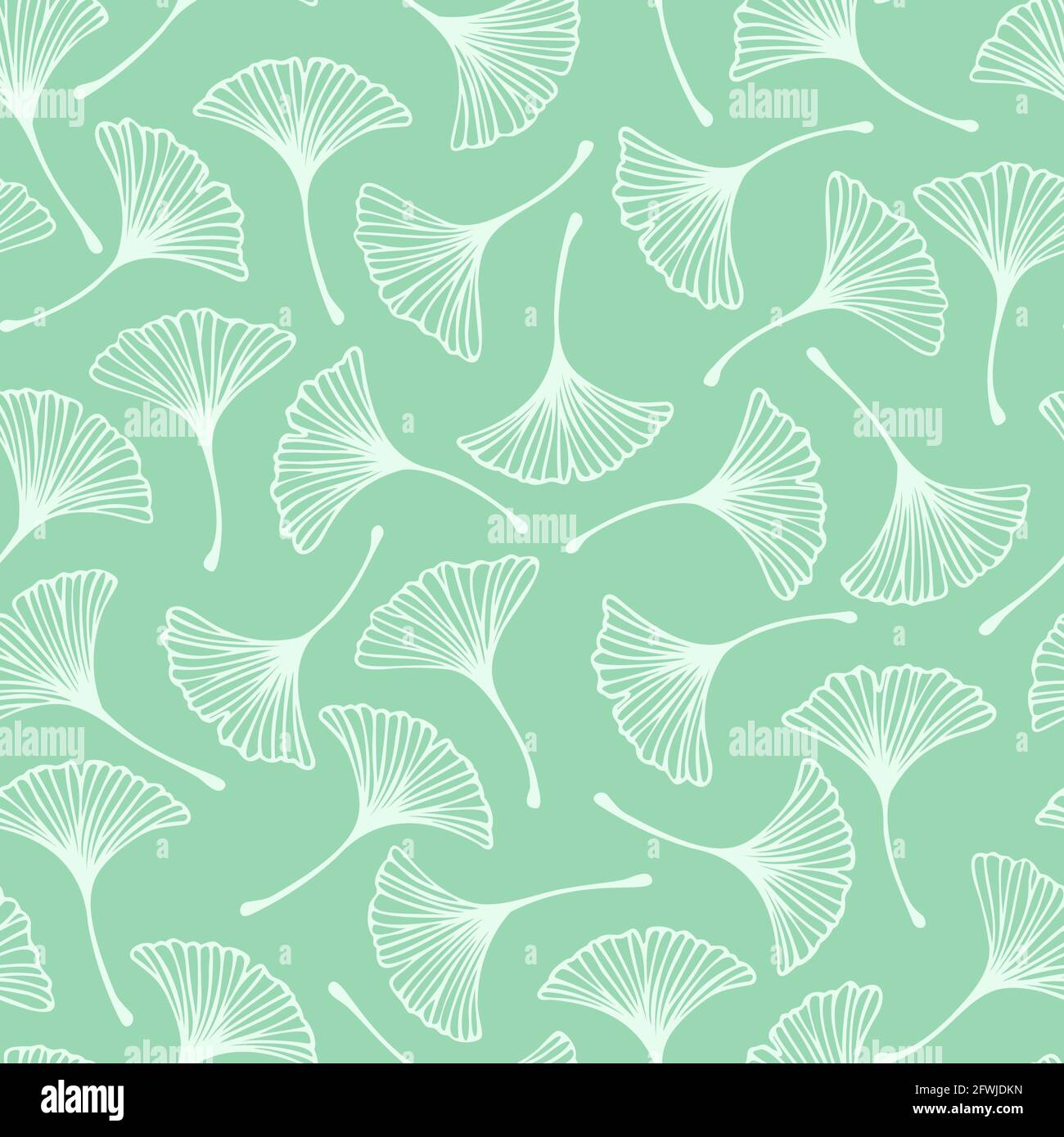 Vector seamless pattern with hand drawn ginkgo biloba leaves. Beautiful ...