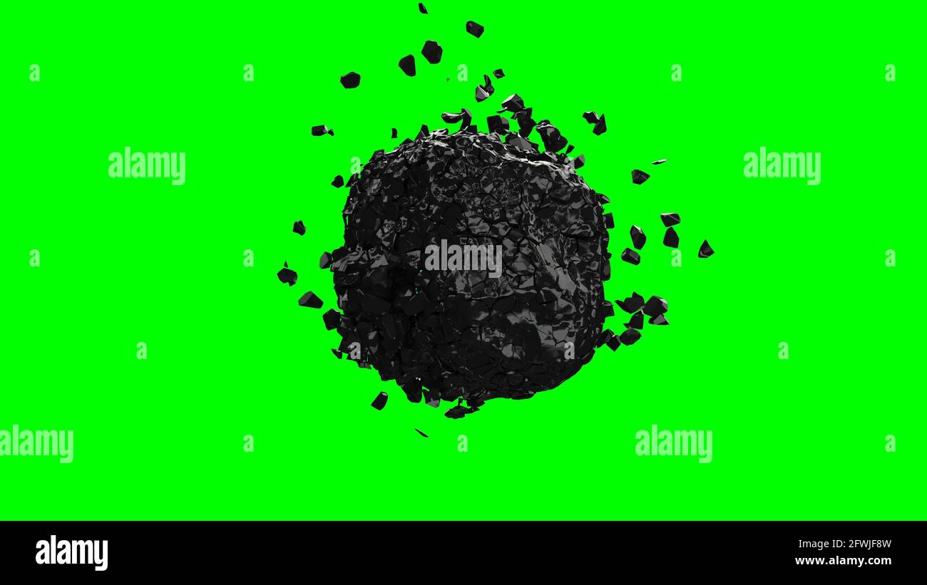 Explosion rock stone on green screen Industrial technology concept ...
