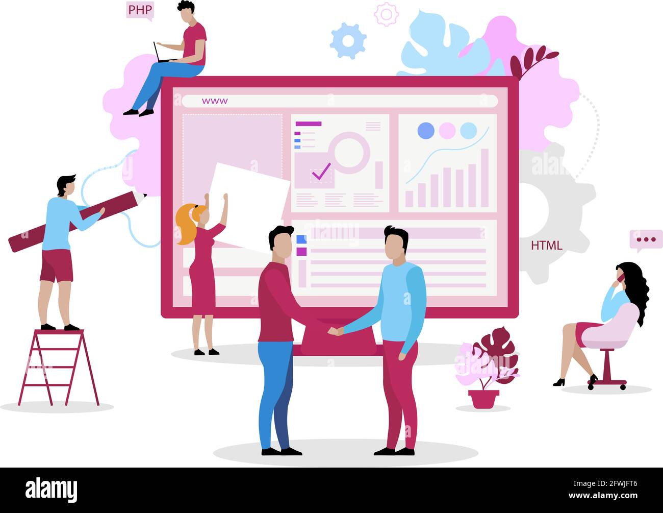 Website development crew flat concept vector illustration Stock Vector ...