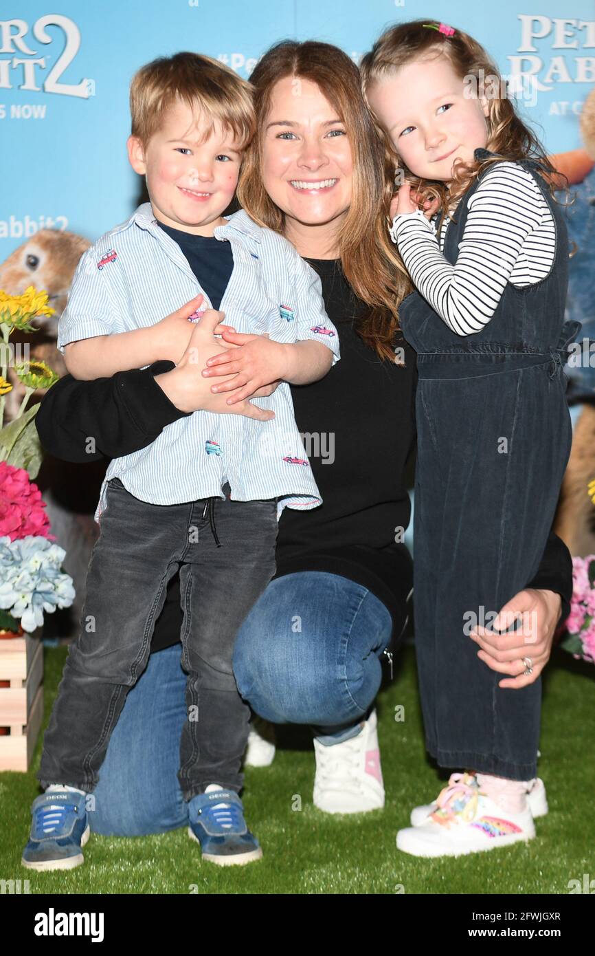Izzy Judd, with children Kit (left) and Lola, arriving for the gala ...