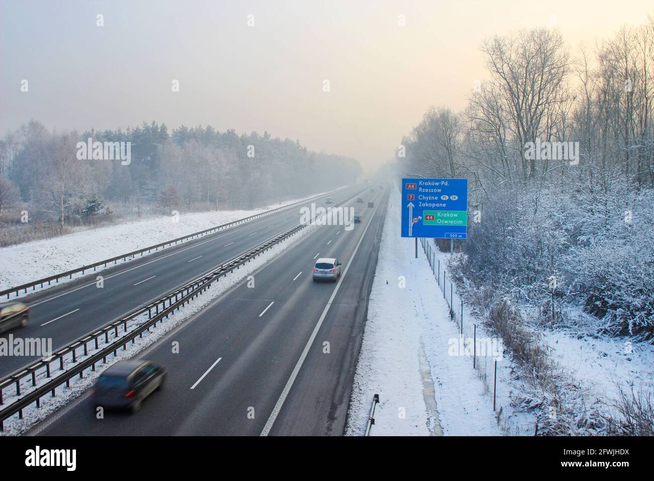 The autostrada A4 (highway) in Poland near the Krakow city, Poland ...