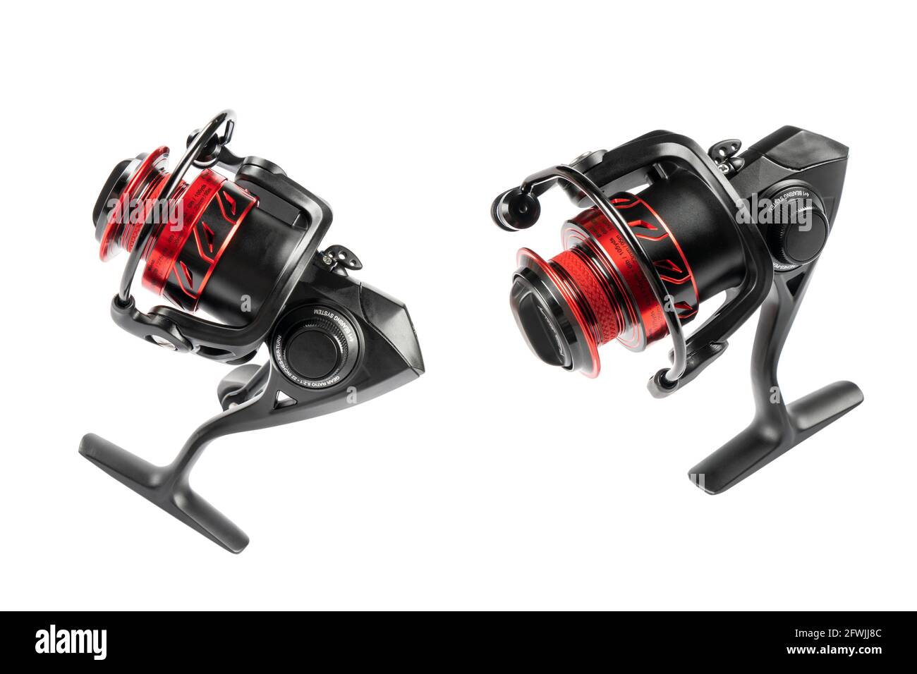 Fishing tackle. Fishing reel isolated on white background with clipping ...