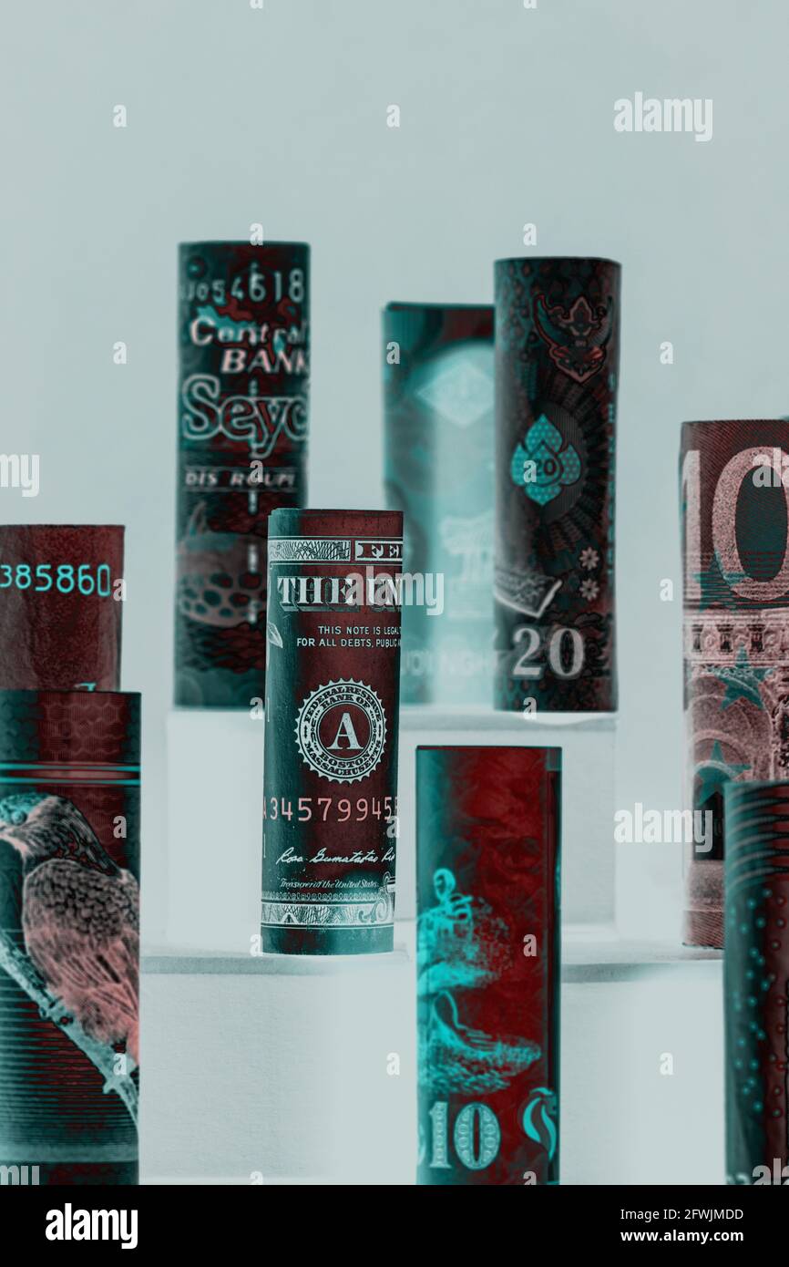 Inverted with blue tint illustration on a commercial, financial ...