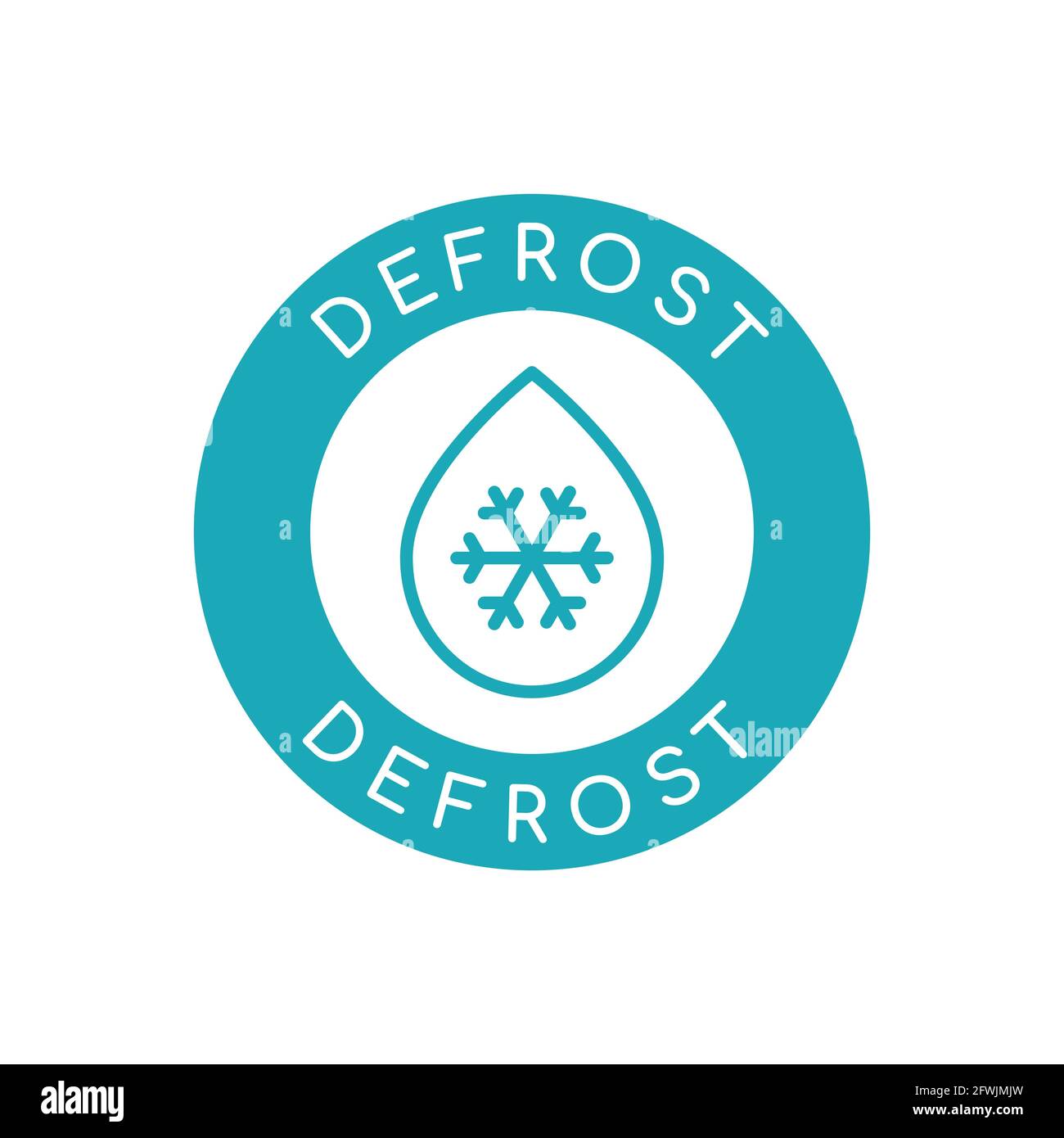 Defrost icon. Blue snowflake and a water drop in a circle. Line icon ...
