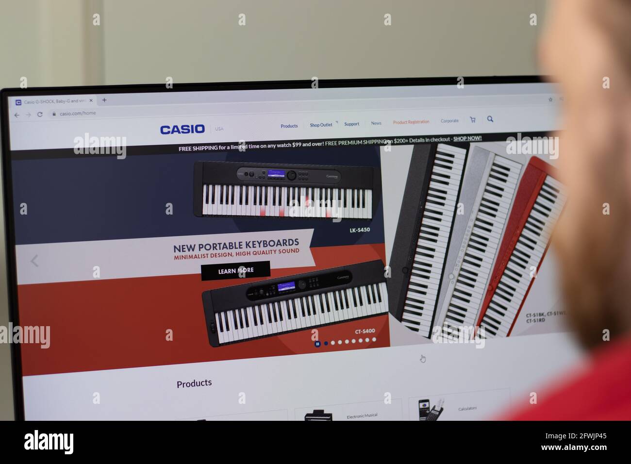 New York, USA - 1 May 2021: Casio company website with logo on screen ...