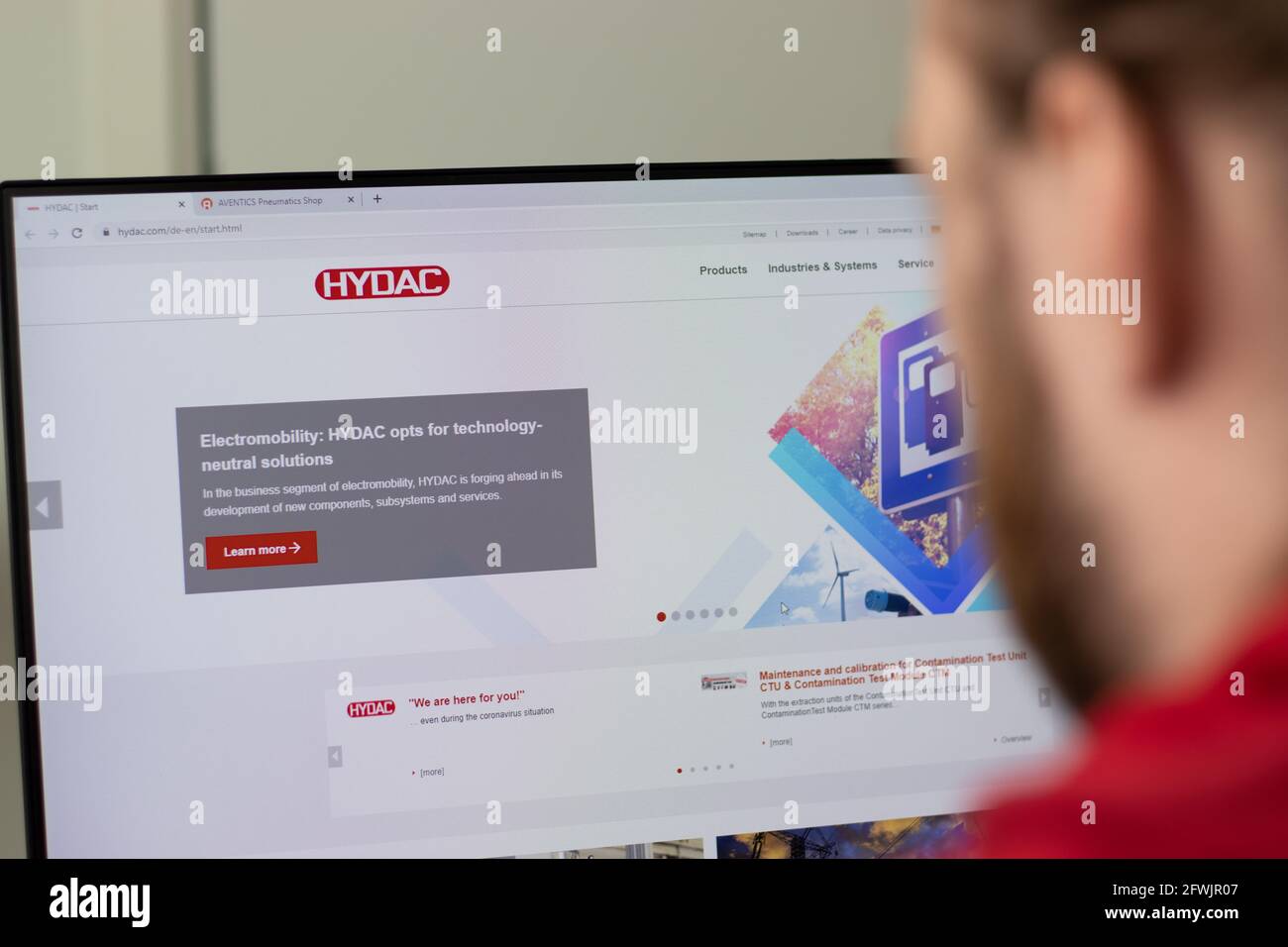 New York, USA - 1 May 2021: HYDAC company website with logo on screen ...