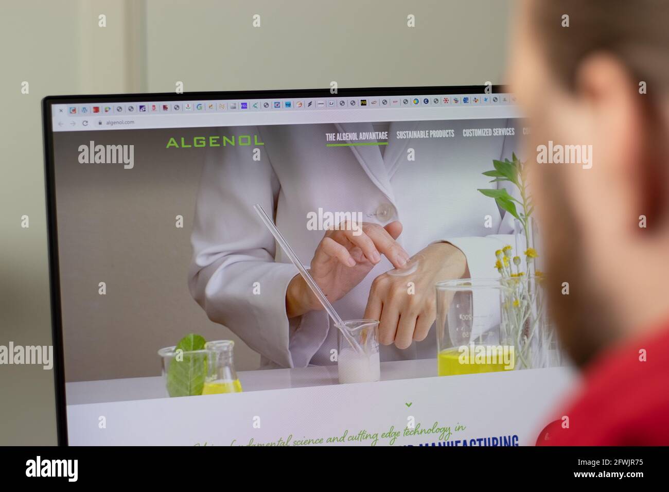 New York, USA - 1 May 2021: Algenol company website with logo on screen ...