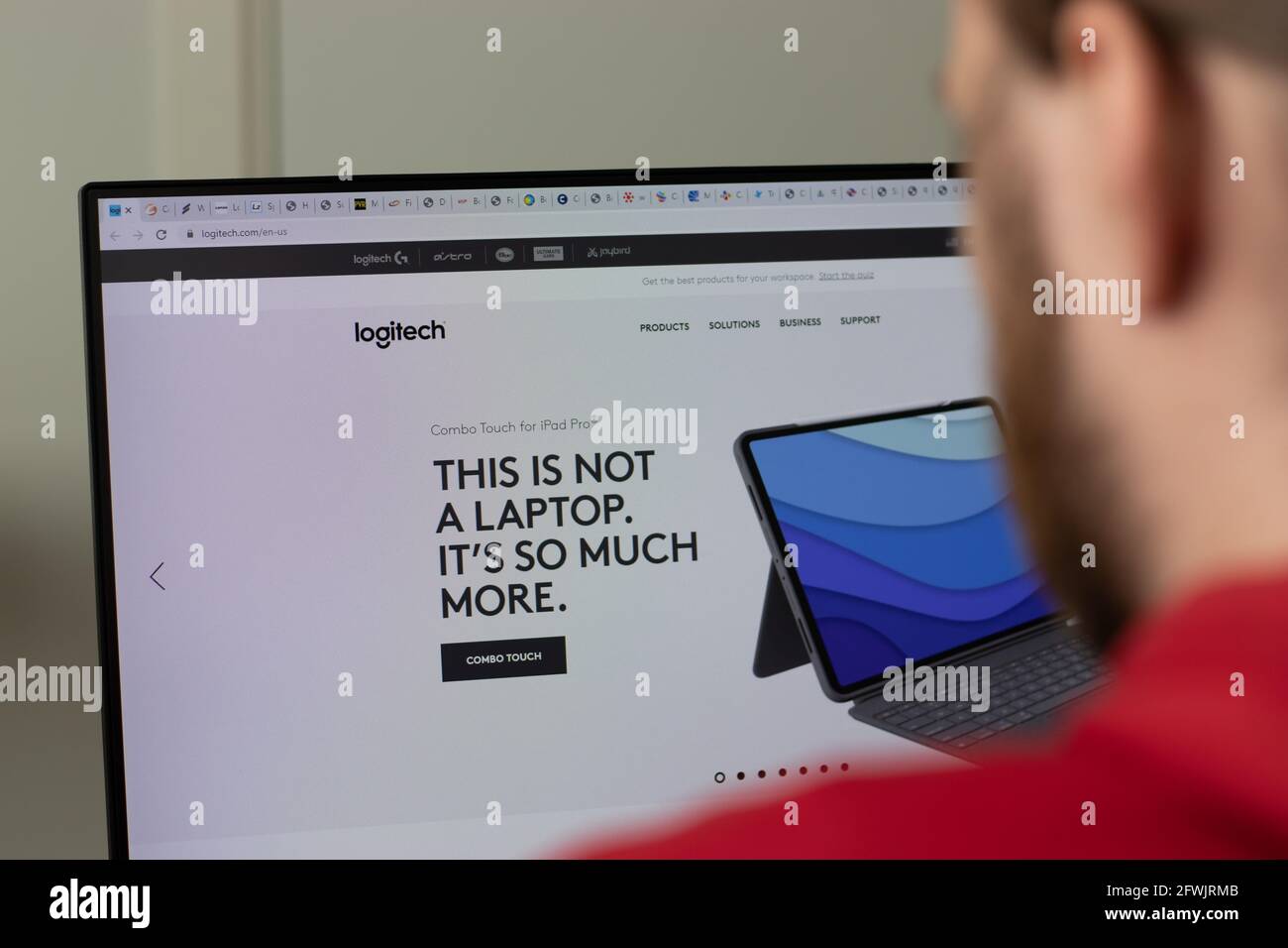 New York, USA - 1 May 2021: Logitech company website with logo on ...