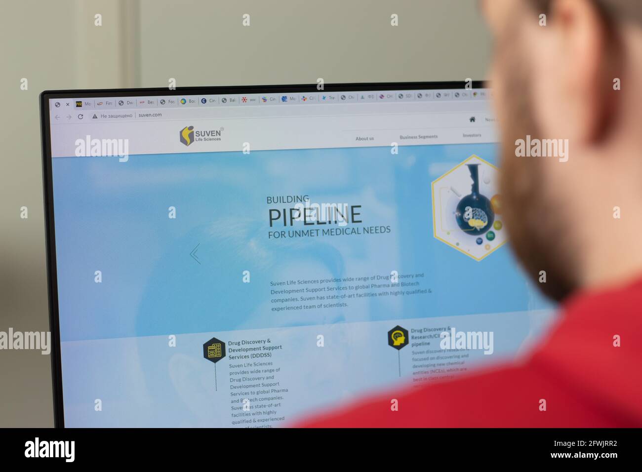 New York, USA - 1 May 2021: Suven company website with logo on screen ...