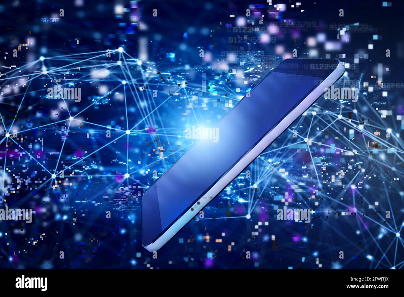 Smartphone shares digital data on internet network Stock Photo - Alamy